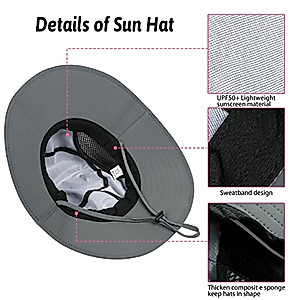 Mens Sun Hat for Men and Women Fishing Hat Wide Brim Safari Hat Waterproof Bucket Hats UV Protection Boonie Hat for Hiking Beach Garden