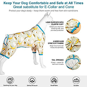 LovinPet Pet Surgery Clothes for Large Dogs - Dog Pajamas, Undershirt for Dog Coats, Lightweight Stretchy Fabric, Jungle Print, UV Protection, Pet PJ's, Large Breed Dog Jammies,Brown XXL