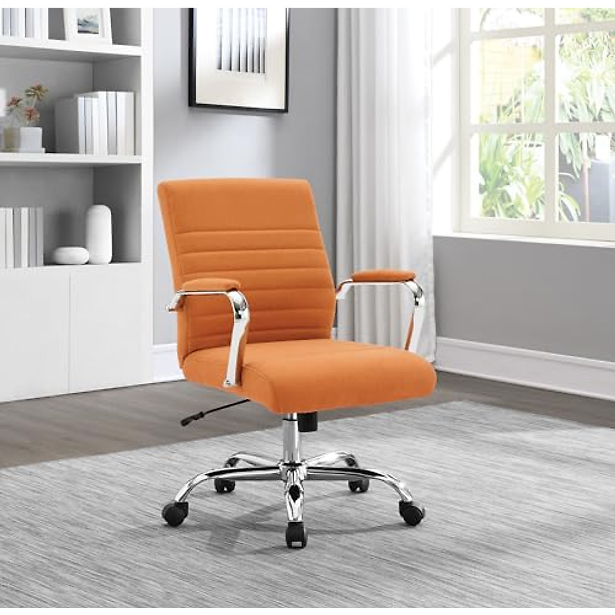 OSP Home Furnishings Adjustable Mid-Back Home Office Chair, Orange
