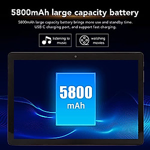 HEEPDD 10.1 Inch Tablet, Portable Tablet 8GB RAM 256GB ROM 1920x1200 Golden 5MP 13MP (US Plug)