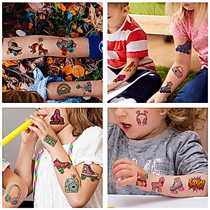 16 Sheet Roller Skate Party Favors Roller Skating Temporary Tattoos Stickers for Kids Girls Boys Throwback to 90s Roller Skate Theme Party Decorations supplies (192 PCS)