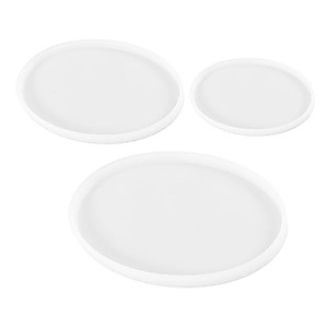 VILLFUL 3 Pcs Table Mold Resin Tray Desk Trays Silicone Crayon Molds Jewlery Tray Serving Tray Round Epoxy Resin Coaster Handcraft Decoration Mold Exquisite Silicone Molds DIY Accessory