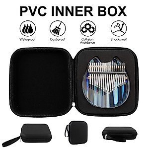 Beveetio Clear Kalimba Thumb Piano With Eva Protective Case, Transparent Crystal Kalimba 17 Key, Musical Instrument Gifts For Kids, Cat Shape Finger Piano, Acrylic Mbira