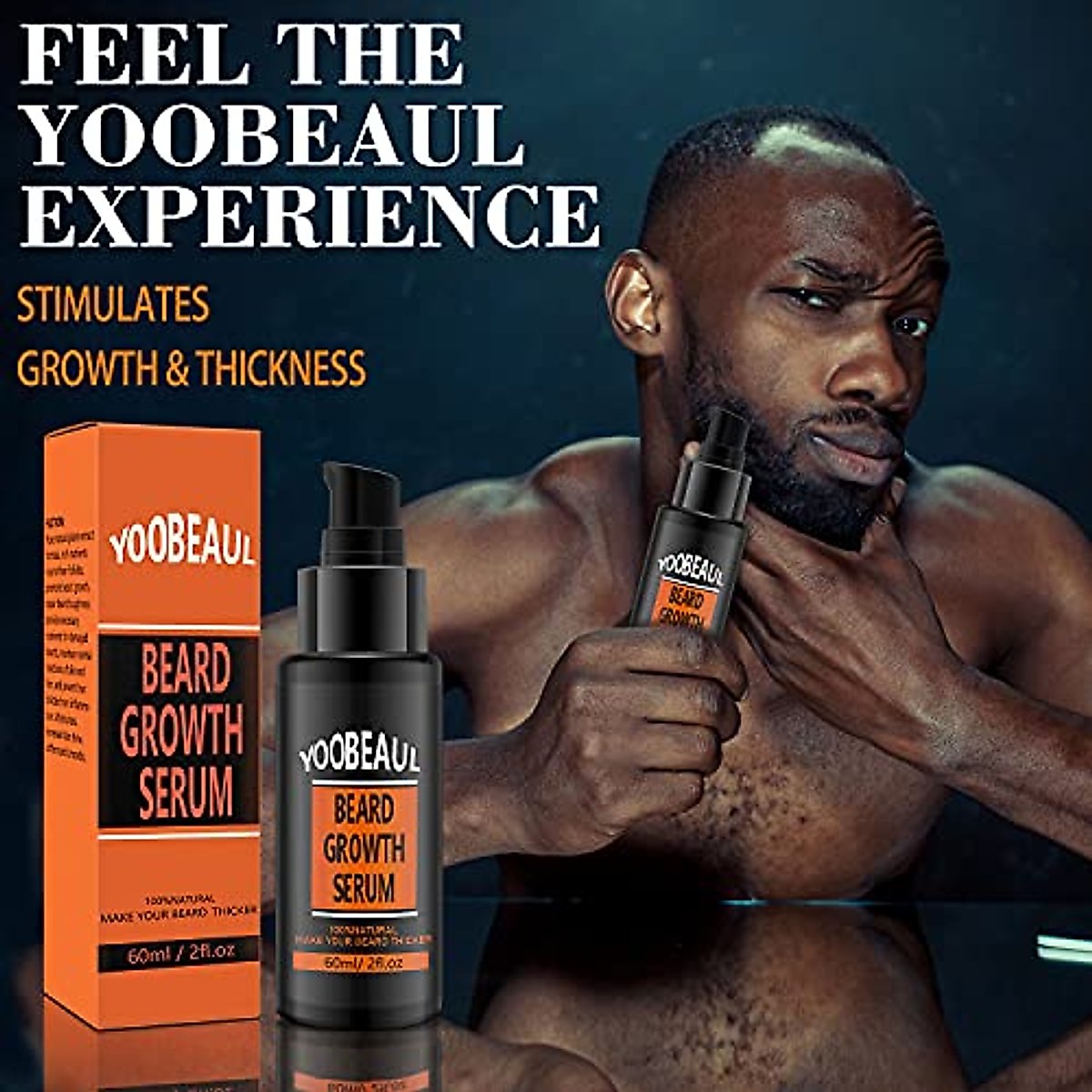 Beard Growth Oil, Beard Growth Serum, 60ML Naturally Powerful, Full, Thick, Masculine Facial Hair Treatment for Men, Beard Oil for Men Growth, Grow A Thicker Beard Fast, Beard Oil for Beard Growth