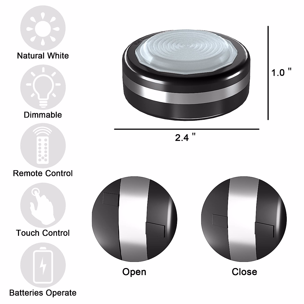 Starxing Puck Lights with Remote Control, Under Cabinet Lighting Dimmable Timer, Led Lights Battery Operated Powered for Kitchen Closet Bedroom(Black)