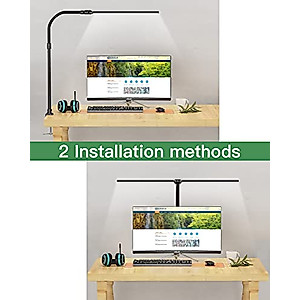 Dexnump 24W Desk Lamps for Home Office, 1200 Lumens Double Head Architect Desk Lamp with Clamp, Eye-Caring Computer Monitor Light (32 inch)