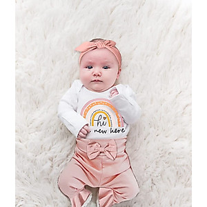 Tomolant baby girl clothes 0-3 months baby girl outfit long sleeve rainbow romper 0-3 months baby girl clothes baby girls' clothing pink flared pants fall winter baby girl outfits 0-3 months