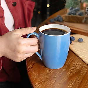 GBHOME Porcelain Coffee Mugs Set, 16 oz Large Coffee Mugs Set of 4 for Dad Mom Women Men, Light Weight Ceramic Coffee Cups for Cappuccino,Latte,Tea,Cocoa, Dishwasher & Microwave Safe, French blue