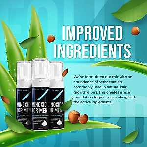 Minoxidil 5% Foam (3 Month Supply) by FolliGuard - Aerosol Foam Hair Regrowth Treatment for Men with Added Biotin and Herbs - Extra Strength for Men