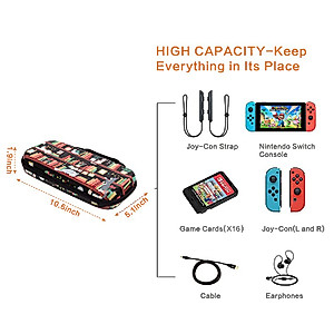 Nintendo Switch Case OLED Model 2021, CutebriCase Carry Case for Nintendo Switch for Boy Girls-Travel Storage Hard Shell Cover with 16 Game Card Slot for Switch Console Joy-Con & Accessories,Bookshelf Cat