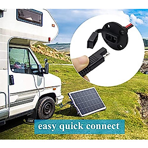 AAOTOKK (2Pack 10AWG SAE Weatherproof Cable SAE Power Socket Sidewall Port Connector Cable SAE Panel Mount Charging Cable SAE Quick Connect Jack for Solar Generator Battery Charger Cord (0.6M/SAE)