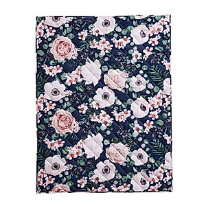 Levtex Baby - Fiori Toddler Bed Set - Black, Blush, Pink, White - Bold Floral - 5 Piece Set Includes Reversible Quilt, Fitted Sheet, Flat Sheet, Pillow Case, Decorative Pilow