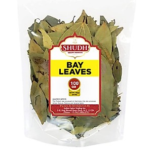 Shudh Bay Leaf (Leaves) Whole Spice Hand Selected Extra Large 3.5oz (100g) ~ All Natural | Gluten Friendly | NON-GMO | Vegan | Indian Origin (Tej Patta)