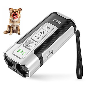 H4U Dog Training Aid to Stop Bad Behavior - Anti Barking Device for Dogs with LED Flashlight - Ultrasonic Dog Barking Silencer with 2 Ultrasonic Frequencies - Quick Charging & Effective Dog Repellent