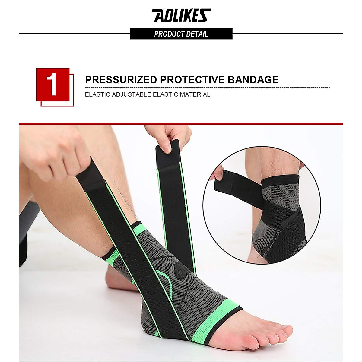 ZEERKEER Ankle Brace for Women & Men(1 Pair), Adjustable Compression Ankle Braces Breathable Ankle Support Brace, Super Elastic and Comfortable for Arthritis, Sports Injuries and Recovery (L)