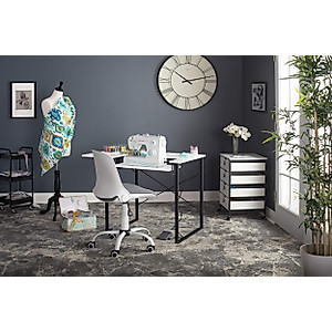 Sew Ready Dart Wood/Metal Multipurpose Machine Table Workstation Desk with Folding Top for Crafts, Sewing, Computers, Laptops, Games, Black Graphite/White 23D x 41W x 30H in