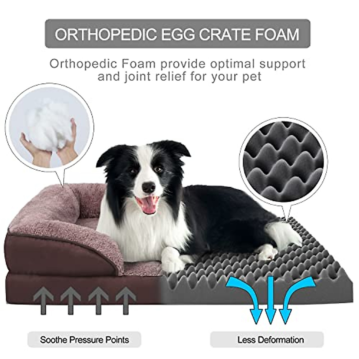 Large Orthopedic Foam Dog Bed for Small, Medium, Large and Extra Large Dogs/Cats Up to 40/70/100lbs - Orthopedic Egg-Crate Foam with Removable Washable Cover - Water-Resistant Pet Bed