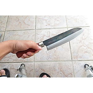 Crude - 7 Inch Japanese Santoku Chef Knife, Carbon Steel, Forged !