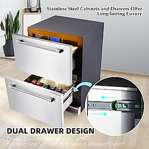 Garvee 24 inch Undercounter Refrigerator, 5.12 Cu.Ft Outdoor Fridge for Patio, Wine and Beverage Refrigerator, Drawer Refrigerator Under Counter Fridge Ideal for Home and Commercial