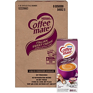 Nestle Coffee mate Coffee Creamer, Italian Sweet Creme, Liquid Creamer Singles, Non Dairy, No Refrigeration, Box of 50 Singles (Pack of 4)