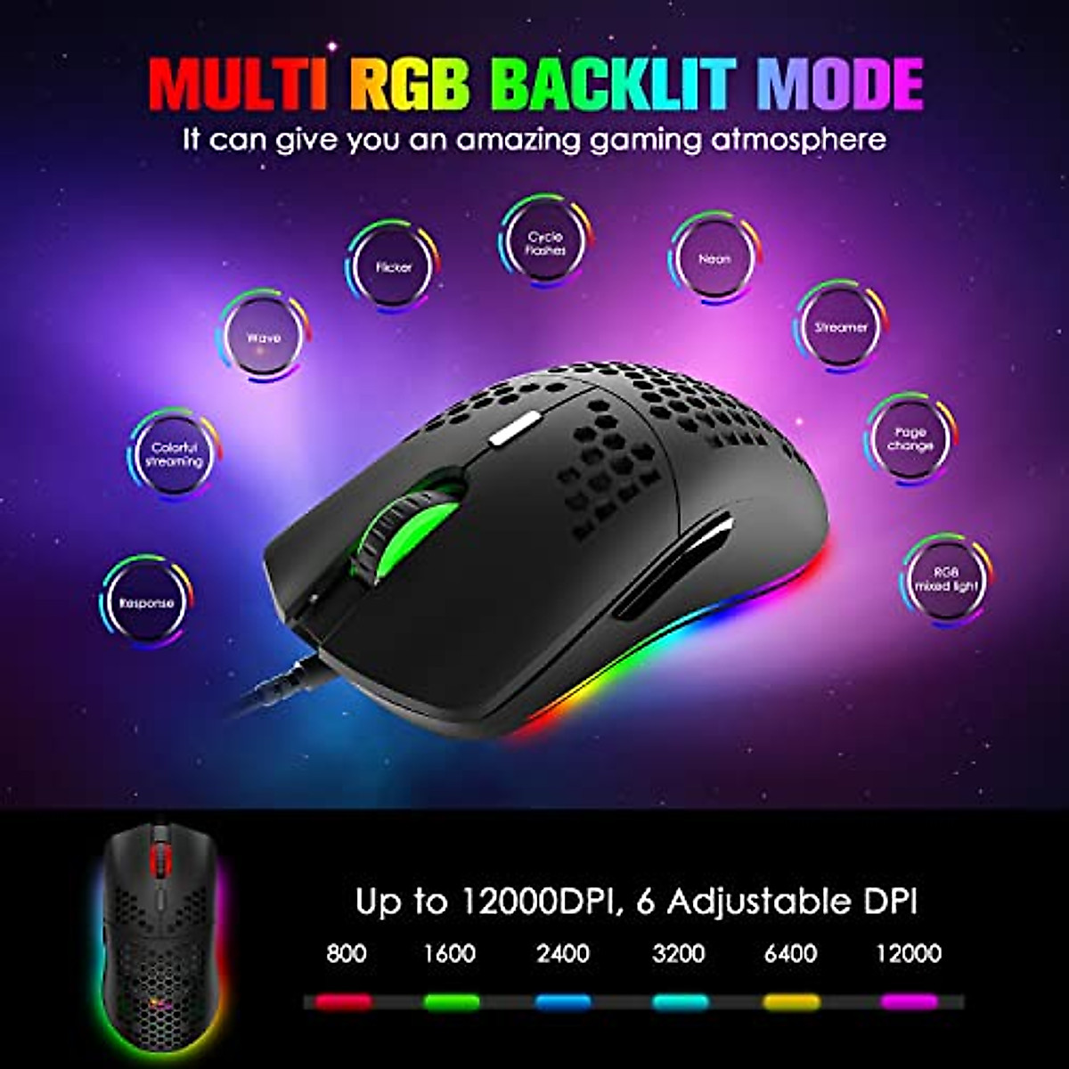 60% Gaming Keyboard and Mouse Combo with Wired RGB Backlight Mechanical Keyboard,12000 DPI Lightweight Gaming Mouse,Gaming Mouse pad for PC Gamers and Xbox and PS4 Users (Black)