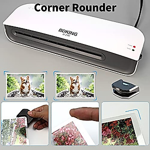 Laminator, Laminator Machine A4, 5 in 1 Thermal Laminator for Home Office School Use, 9 inches Width, Quick Warm-Up, Paper Trimmer, Corner Rounder ，Hole Punch(15 Laminating Pouches)