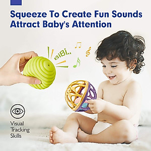Sensory Balls for Toddlers 1-3 with Easy Catching Rattle Baby Toys 6-12 Months - Montessori Sensory Toys for Babies and Toddlers Ages 0-2 - 7PCS