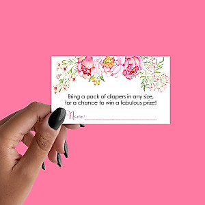 Paper Clever Party Cottage Floral Diaper Raffle Tickets (25 Pack) Girls Baby Shower Games – Invitation Insert Cards Guests Fill-In for Prize Drawings