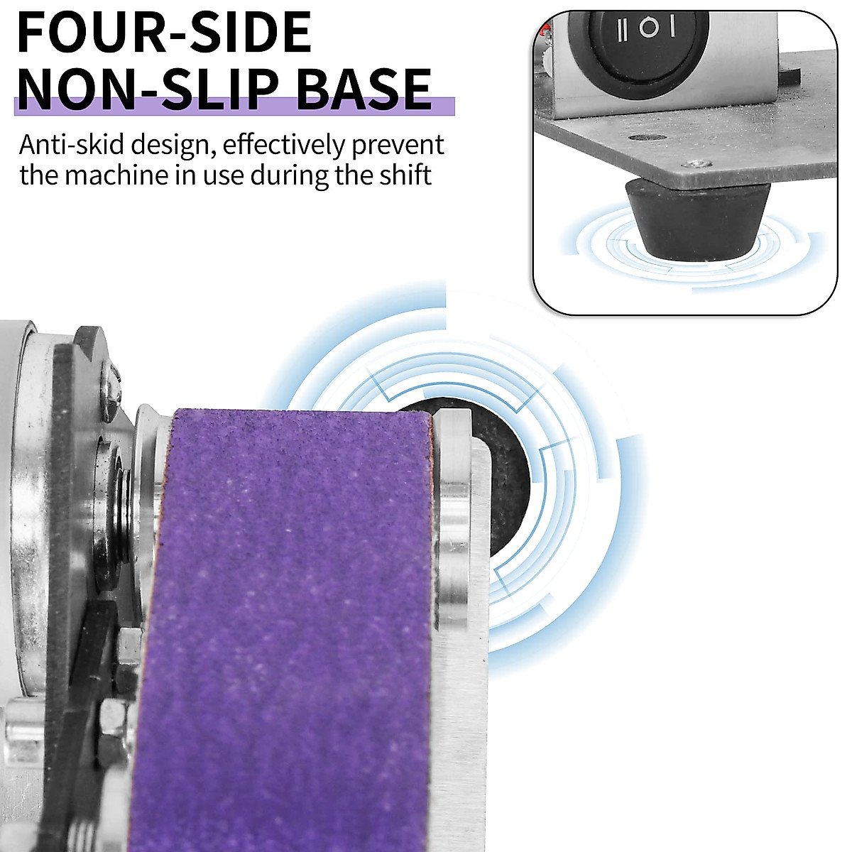 NunDunco Mini Belt Sander - Electric Bench Grinder Sanding Machine, 7 Adjustable Table Top Grinder Polisher for DIY Woodworking, Metal Grinding, Knife Making, jewelry Making