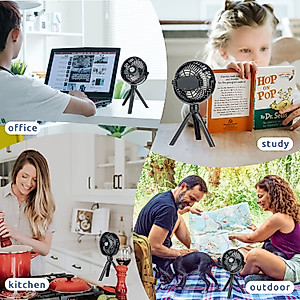 Rechargeable Small Desk Fan, Battery Powered Table Fan with Flexible Tripod, Handheld Personal mini Fan, 3 Speeds 360° Rotation 5 Inch Portable USB Fan Quiet For Bedroom Office Desktop Travel(Black)