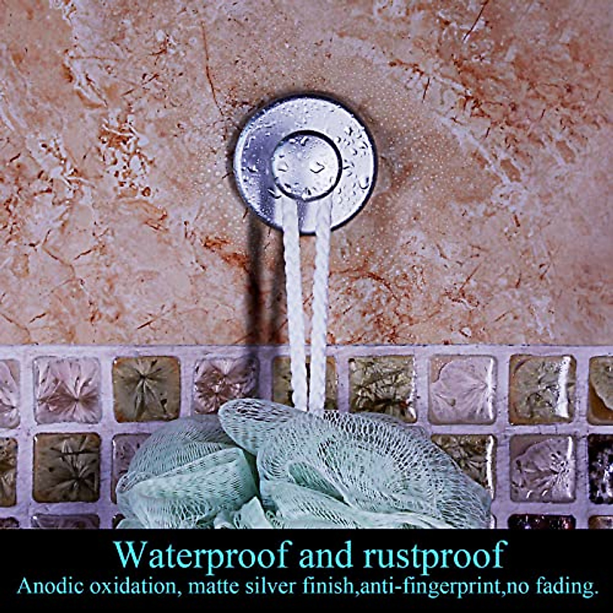 HIKIYEAT Solid Aluminum Towel Hook,Wall Hooks,Adhesive and Screw Installation,2 Pack,Heavy Duty,Hanging Robe,Loofah Holder,Minimalist Design,Door Hanger,for Glass Shower Bathroom,Coat(Matte Silver)