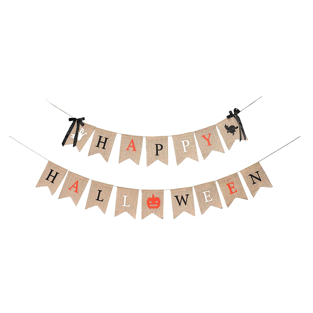 Mandala Crafts Happy Halloween Banner - Halloween Garland Decorations for Party Indoor Outdoor Office Mantle Fireplace Classroom by Happy Halloween Burlap Banner