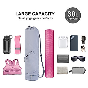sportsnew Yoga Mat Bag with Water Bottle Pocket and Bottom Wet Pocket, Exercise Yoga Mat Carrier Multi-Functional Storage Bag, Blue,Patent pending