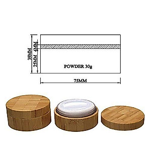 30ml 1 oz Empty Bamboo Loose Powder Box Case Container with Powder Puff and Sifter Cosmetic Makeup Holder