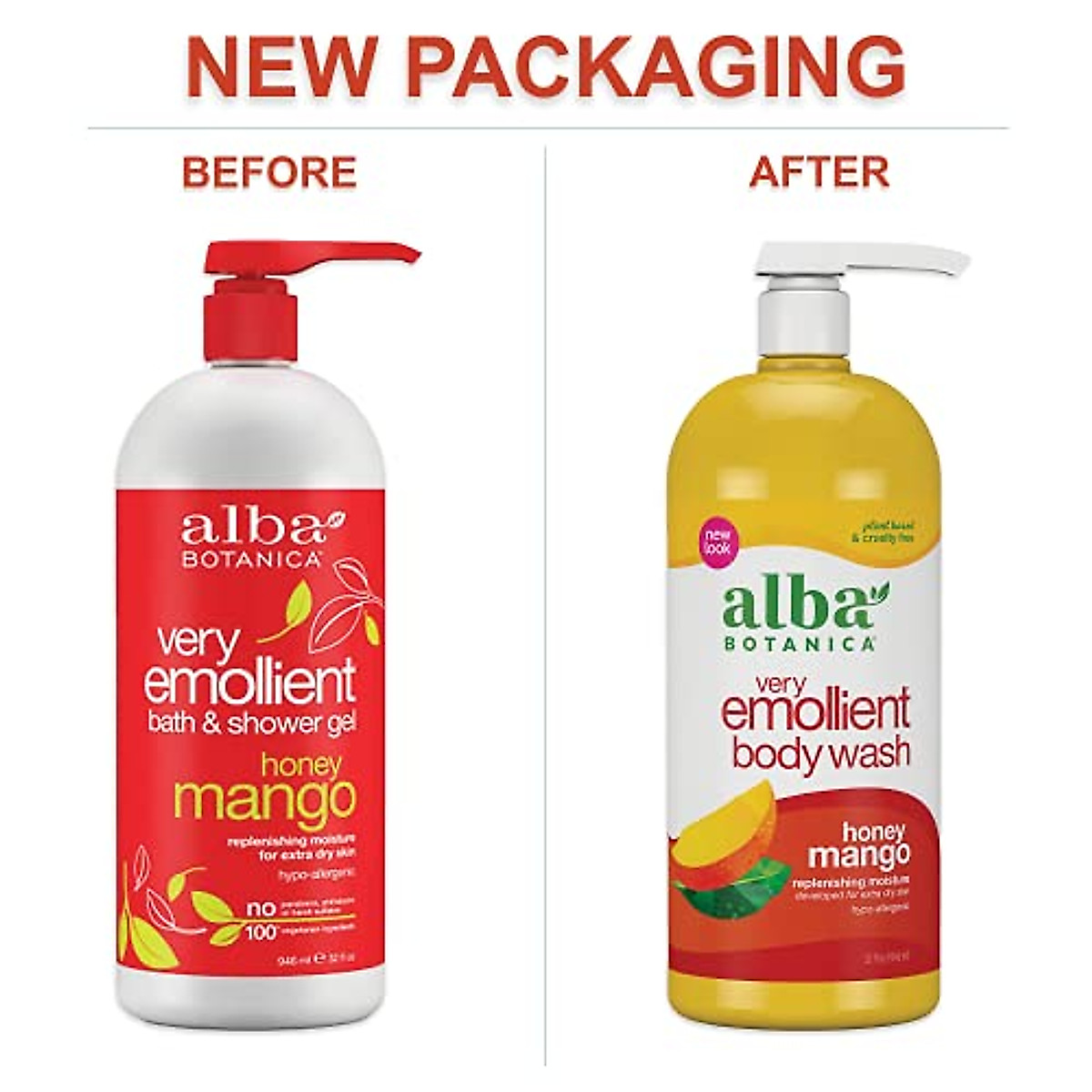 Alba Botanica Very Emollient Body Wash, Honey Mango, 32 Oz