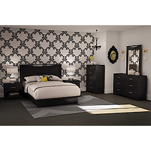 South Shore Step One Headboard, Full/Queen 54/60-Inch, Pure Black