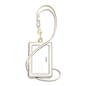Coach Crossgrain Leather Lanyard Badge ID Holder Chalk F57311