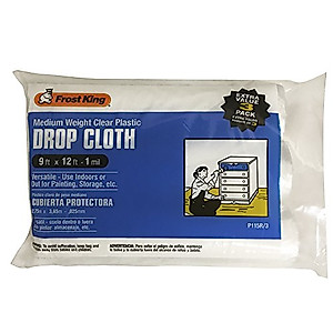 Frost King P115R/3 Clear Polyethylene Drop Cloths (3 Pack), 9' x 12' x 1Mil