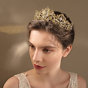 Gold Tiara Wedding Tiaras and Crowns for Women,Rhinestone Queen Tiara for Women Princess Crown Birthday Tiara Headbands for Wedding Prom Bridal Party Halloween Costume Christmas Gifts
