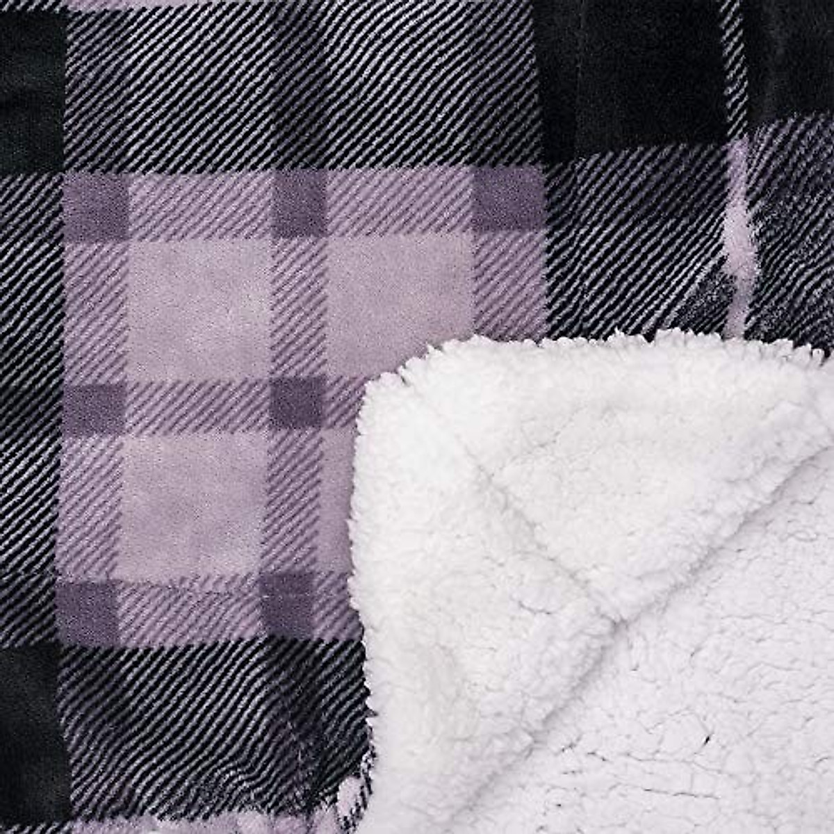 SOCHOW Sherpa Plaid Fleece Throw Blanket, Double-Sided Super Soft Luxurious Bedding Blanket 60 x 80 inches, Grey