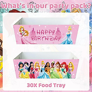 30Pcs Princess Party Decorations Food T ray, Princess Birthday Party Decorations Princess Food Tray Princess Theme Party Favors Paper Food Serving T ray