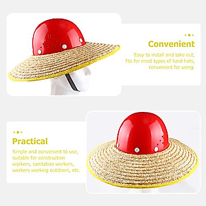 Tofficu Wheat Straw Hard Hat Sun Shade Construction Site Helmet Sunshield Cover