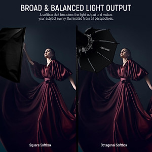 NEEWER 22"/55cm Octagonal Softbox, Quick Release Bowens Mount Softbox with Honeycomb Grid, Light Diffusers, Bag for RGB CB60 CB60B CB200B MS60B MS60C MS150B S101-300W/400W Pro Vision 4 Q4, NS22P