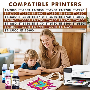 A-SUB Sublimation Ink Refill for ET-2800 ET-2803 ET-2850 ET-2400 ET-2720 ET-2760 ET-4800 ET-4700 ET-4760 ET-15000 Heat Transfer on Mug, Tumbler, T-Shirt