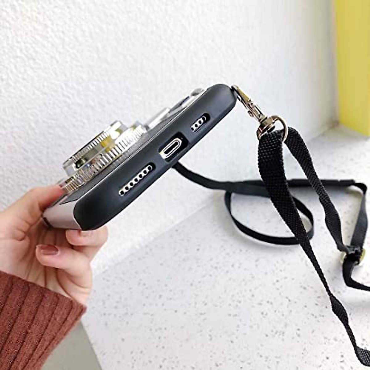 Losin Emily in Paris Phone Case Compatible with iPhone 14 Pro Max for Women and Girls Camera Case Cute Vintage 3D Design Fashion Neck Strap Crossbody Strap Lanyard Cover Shockproof Protective Cover