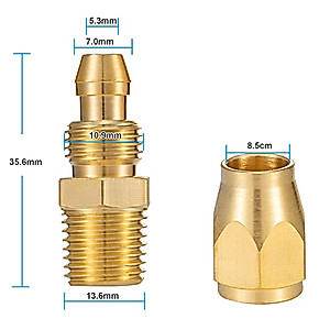 Breezliy Premium Solid Brass 2PCS Reusable Replacement Fitting For 1/4-Inch ID Hose,1/4-Inch NPT Rigid