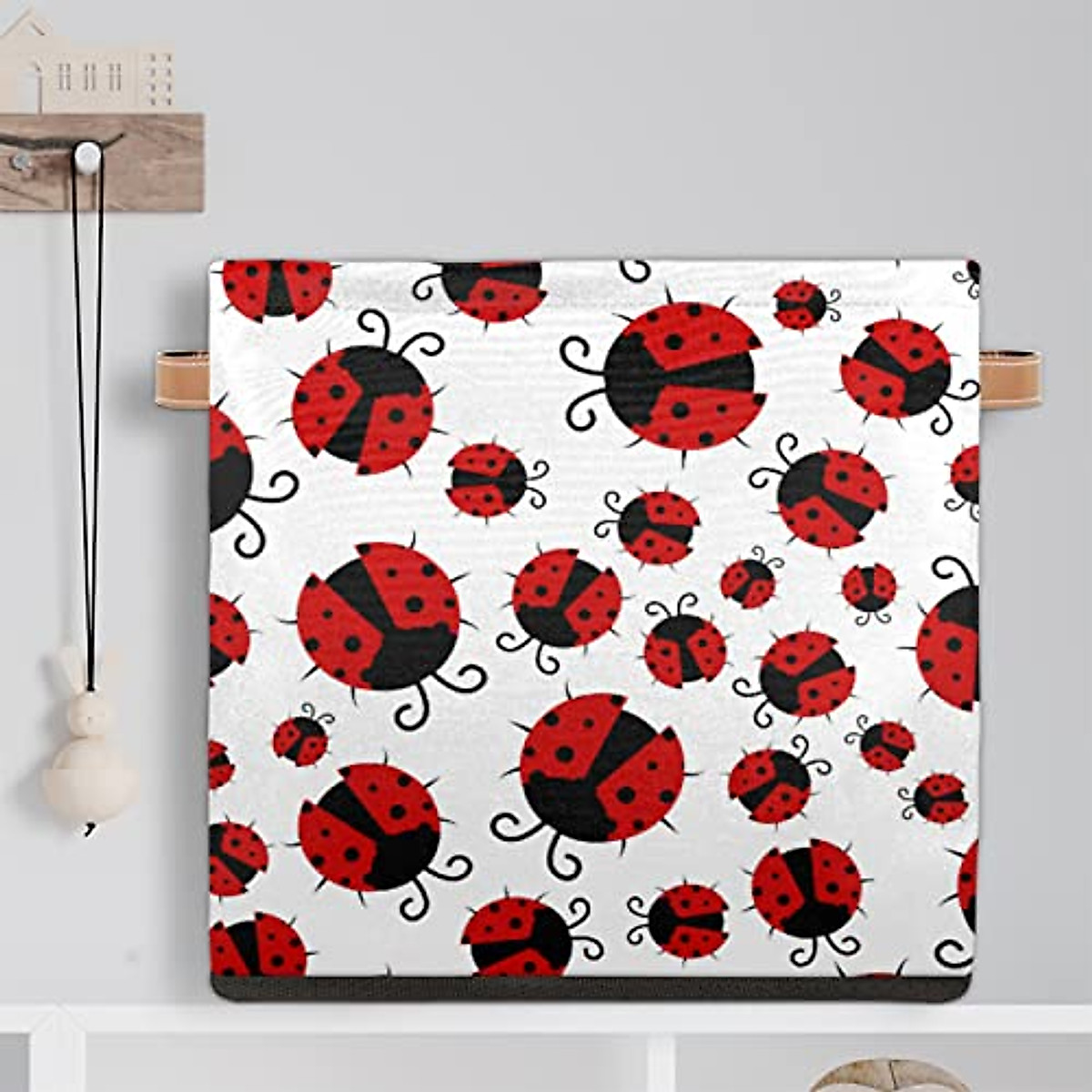 Animal Ladybugs Storage Cube Basket 13x13 Foldable Storage Organizer Container with Handle for Shelves Closet Bedroom Home Decor