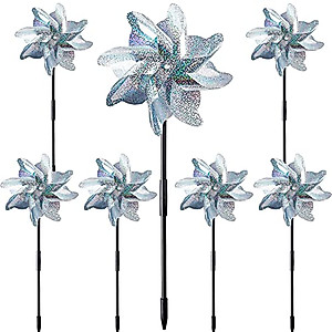 Sparkly Colorful Pinwheels Pin Wheel Holographic Spinners Whirl Reflective Pinwheel Scare Birds Away for Garden Party Lawn Kids Decor (8)