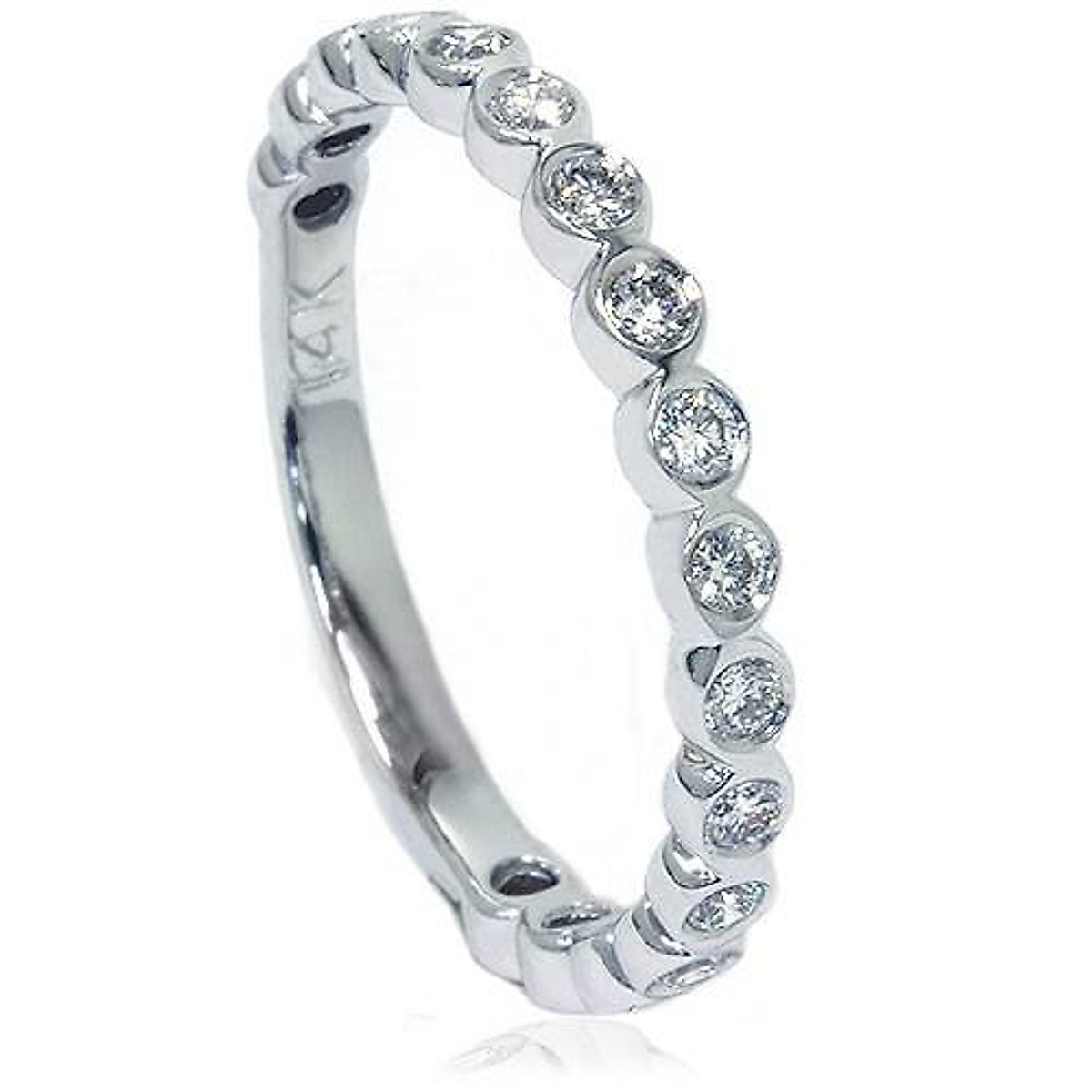 P3 POMPEII3 1/2ct Bezel Stackable Diamond Ring 14K White Gold - Size 7
