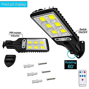 Qiopertar Solar Street Light IP65 Waterproof Outdoor Solar Powered Lights Dusk to Da-wn with Motion Sensor LED Security Flo-od Light for Parking Lot Yard Garden Patio Driveway